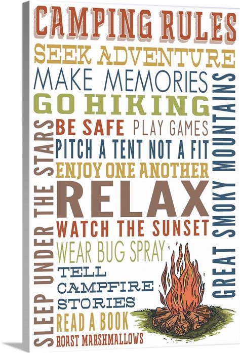 Great Smoky Mountains Camping Rules Great Big Canvas