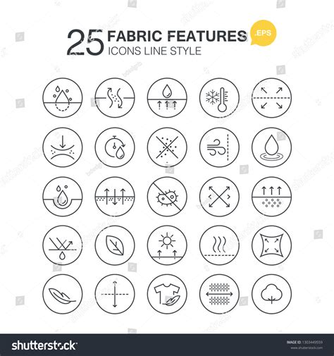Fabric Features Icons Stock Vector Royalty Free 1303449559 Shutterstock