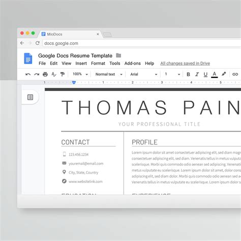 Google Docs Resume Template Simple Resume Template Google Docs And CV Design Etsy