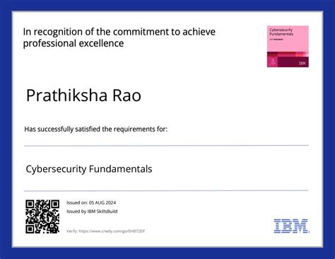 Completed Cybersecurity Fundamentals Prathiksha Rao Posted On The