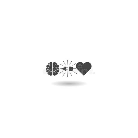 Heart And Brain Connection Icon With Shadow Stock Illustration Illustration Of Logo Cord