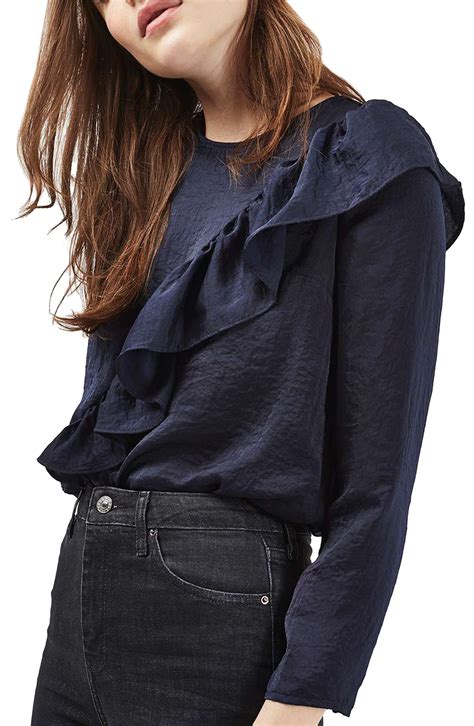 Topshop Satin Ruffle Blouse Nordstrom