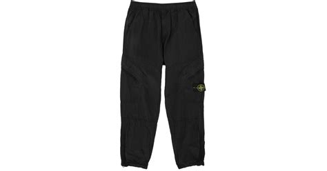Stone Island Logo Crinkled Nylon Cargo Trousers In Black For Men Lyst