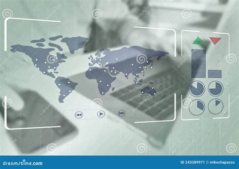 Plot Locations On World Map With Controller Stock Image Image Of