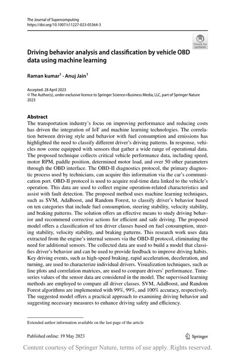 Driving Behavior Analysis And Classification By Vehicle Obd Data Using Machine Learning