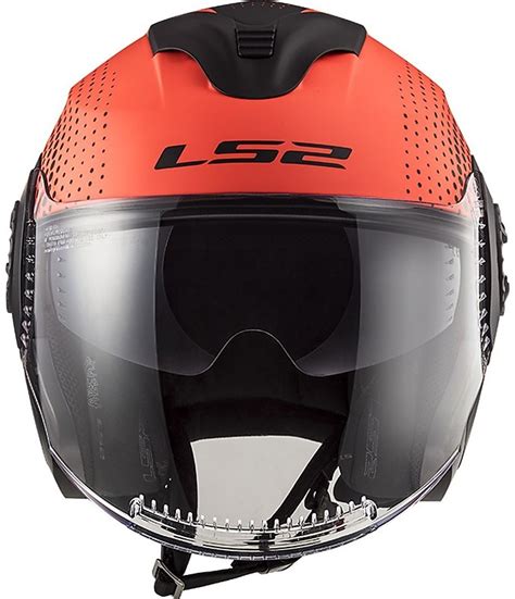 Motorcycle Helmet Jet Double Visor Ls2 Of570 Verso Spin Orange Fluo