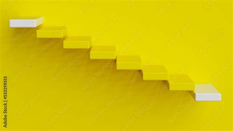 Yellow Stairs Leading To White Top And Bottom Step Under Yellow