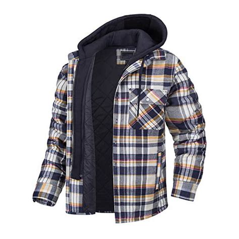 Cllios Plaid Flannel Shirt Jacket For Men Big And Tall Quilted Lined