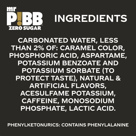 Mr Pibb Mr Pibb Sugar Cherry Soda Soft Drink Fridge Pack Cans Ingredients