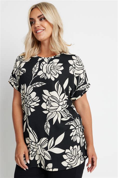 YOURS Plus Size Black Floral Print Top Yours Clothing