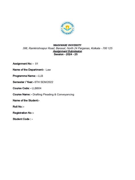 Drafting Pleading And Conveyancing Assignment Pdf