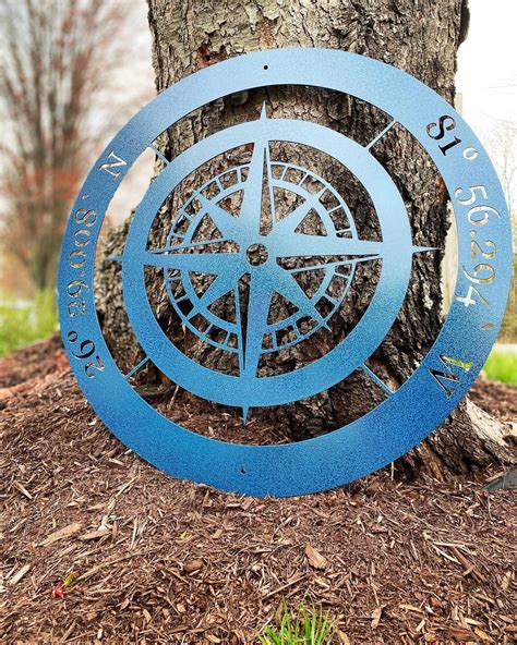 Personalized Compass Metal Sign Custom Coordinates Sign Etsy