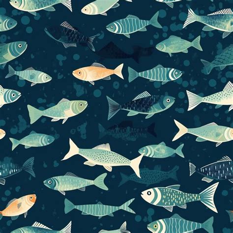 Padrão diferentes tipos de peixes Foto Premium