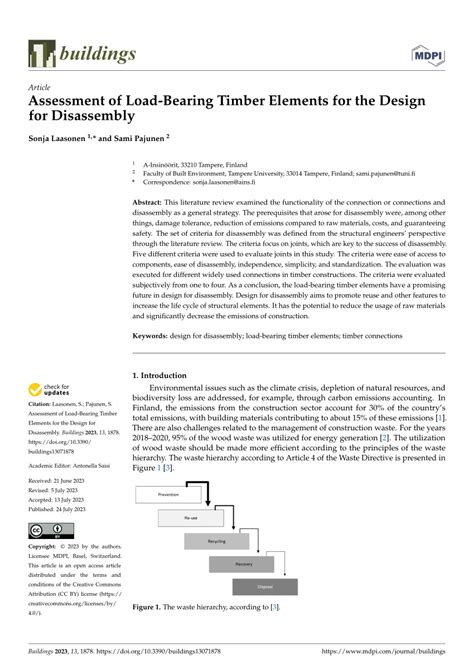 PDF Assessment Of Load Bearing Timber Elements For The Design For Disassembly