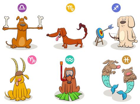 Ilustração Dos Desenhos Animados De Signos Do Zodíaco De Horóscopo Com