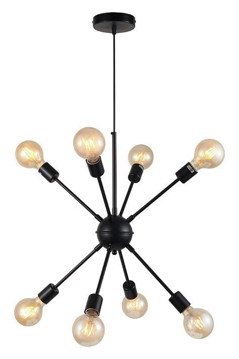 Lustre Pendente Sputnik Preto Para Lâmpadas Moderno Luxo INL MadeiraMadeira
