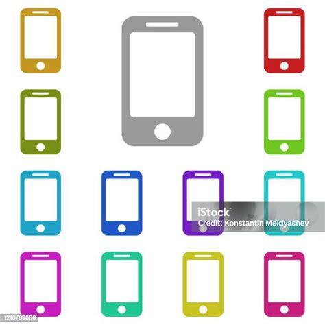 멀티 컬러의 스마트 폰 아이콘 Ui 및 Ux 웹 사이트 또는 모바일 응용 프로그램에 대한 기술 세트의 간단한 글리프 벡터 0명에 대한 스톡 벡터 아트 및 기타 이미지