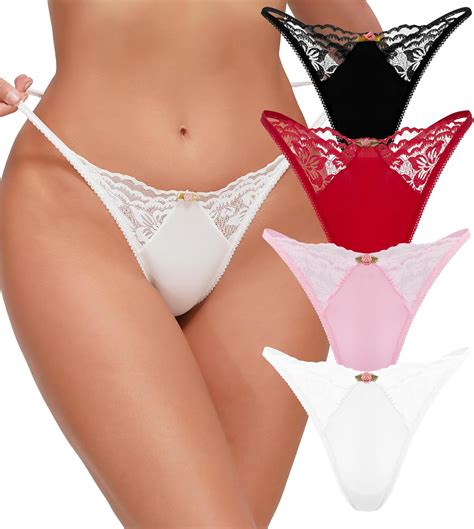 Yifvtfck 4pack Sexy Lace Thongs For Women G String Straps