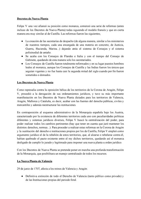 Decretos de nueva planta Decretos de Nueva Planta Felipe V una vez afianzó su posición como