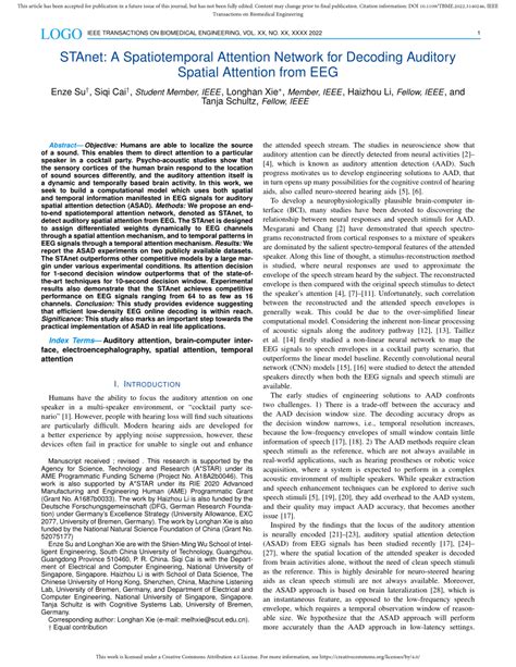 PDF STAnet A Spatiotemporal Attention Network For Decoding Auditory Spatial Attention From EEG