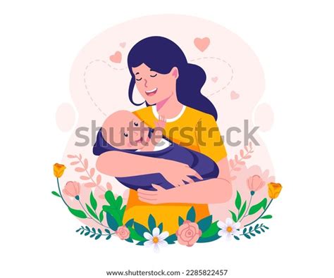 Mother Holding Baby Arms Happy Mothers Stock Vector Royalty Free Shutterstock
