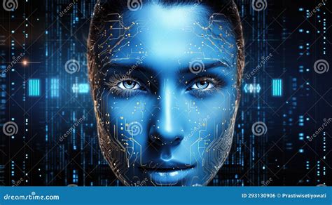 Anatomy Human Face With Digital Circuit Technology Ai Generated Stock