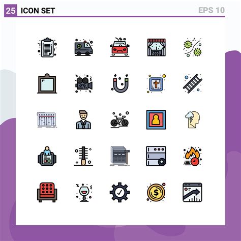 25 User Interface Filled Line Flat Color Pack Of Modern Signs And Symbols Of Plasma Germs Danger