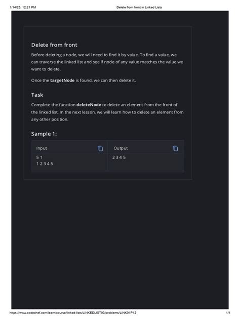Delete From Front In Linked Lists Pdf