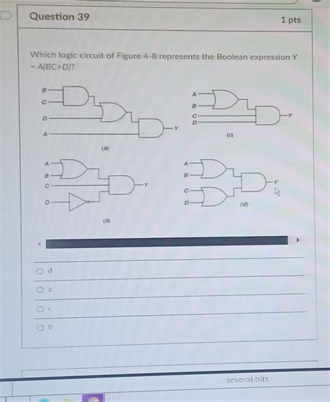 solved question 39 1 pts which logic circuit of figure 4 8