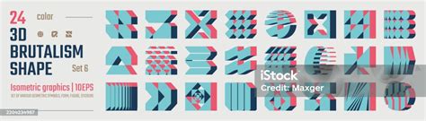 3d 컬러 포스트 모던 추상적 기하학적 그래픽 요소 브루탈리스트 벡터 모양 굴절 및 왜곡 유리 효과 다양한 형태 Y2k 미학의 아이소 메트릭 트렌디 한 디자인 기호 세트 6