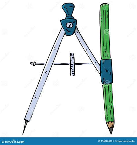 Compass With Pencil For Geometry Icon Vector Illustration Of A Compass