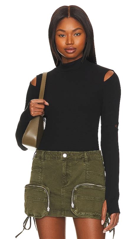Lna Shane Rib Top In Black Revolve