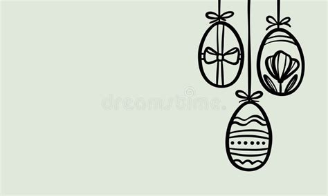 Hanging Easter Egg Line Art Vector Doodles Festive Holiday