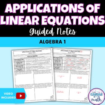 Writing Linear Equations From Word Problems Guided Notes Lesson Algebra