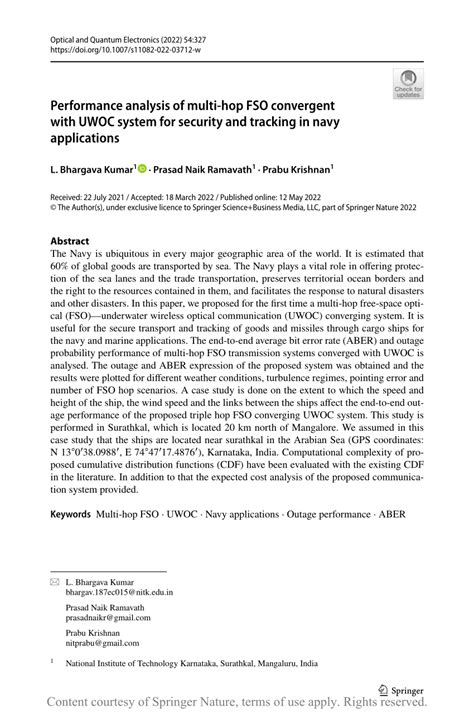 Performance Analysis Of Multi Hop Fso Convergent With Uwoc System For