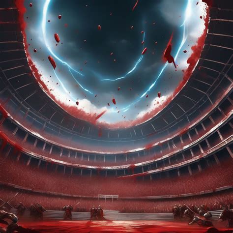 A Bloody Arena Of Fighting Gladiators Blood Streams From Th By