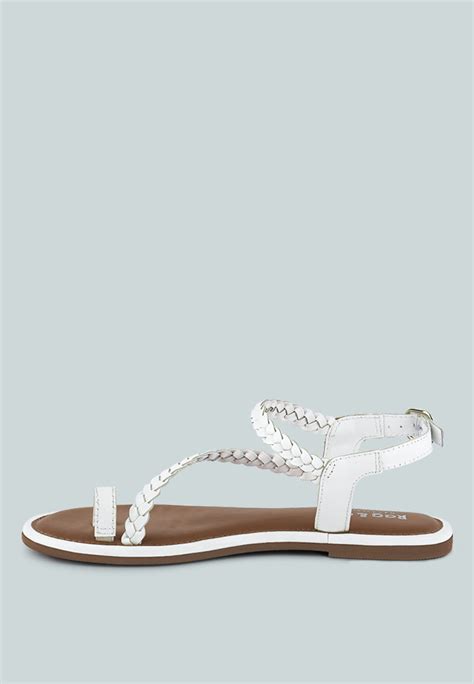 Stallone White Braided Flat Sandals Rag And Co