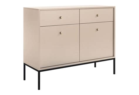 Komoda z szufladami dwudrzwiowa 104 cm na metalowych nóżkach w
