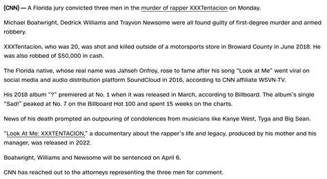Jury Convicts Three In 2018 Murder Of Rapper Xxxtentacion March 20