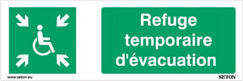 Panneaux ISO 7010 horizontaux Refuge temporaire d évacuation E024 Seton