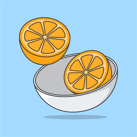 Tigela De Fatias De Laranja Dos Desenhos Animados Ilustração Vetorial
