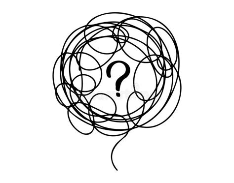 Confused Thoughts Tangle Bubble With Question Mark Doodle Hand Drawn Icon Outline Drawing