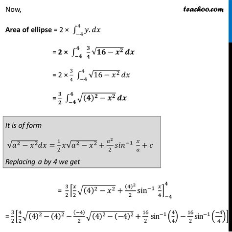 Ex 8 1 1 Find Area Bounded By Ellipse X2 16 Y2 9 1