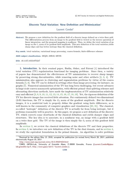 Laurent Condat Discrete Total Variation New Definition And