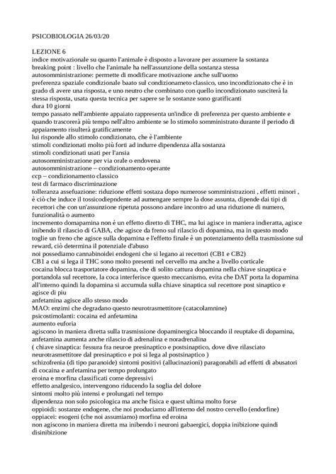 Psicobiologia Appunti Docsity