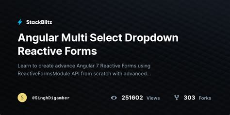 Angular Multi Select Dropdown Reactive Forms Stackblitz