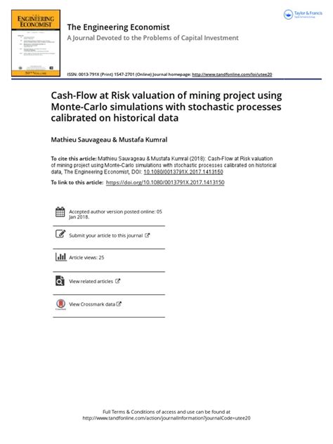 13 Cash Flow At Risk Valuation Of Mining Project Using Monte Carlo
