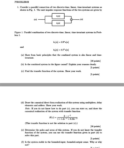 solved 1 consider a parallel connection of two discrete time linear