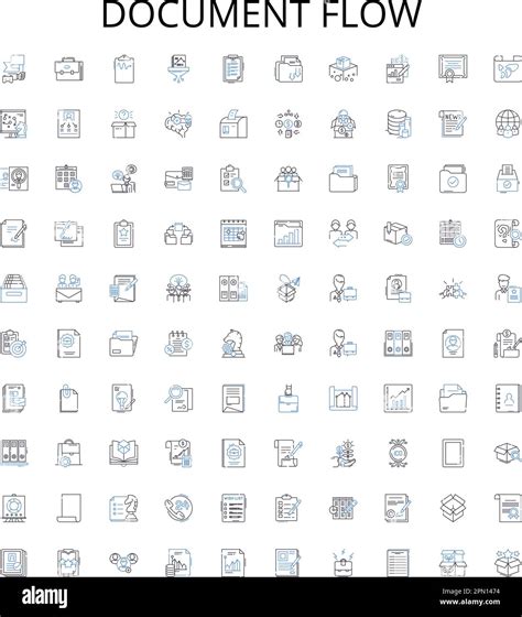 Document Flow Outline Icons Collection Document Flow Management