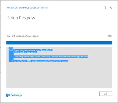 Installing Exchange Server 2013 Filtering Management Service Error 2201